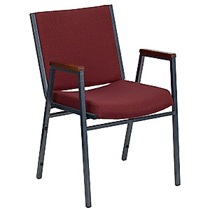 Flash Furniture 4 Pack HERCULES Series Heavy Duty Burgundy Patterned Fabric Stack Chair with Arms