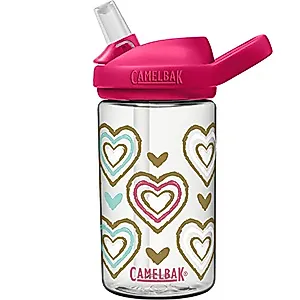 Eddy+ Kids BPA-Free Water Bottle with Straw, 14oz, Hearts