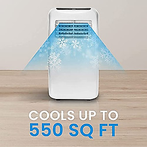 SereneLife SLACHT128 SLPAC 3-in-1 Portable Air Conditioner with Built-in Dehumidifier Function,Fan Mode, Remote Control, Complete Window Mount Exhaust Kit, 12,000 BTU + HEAT, White