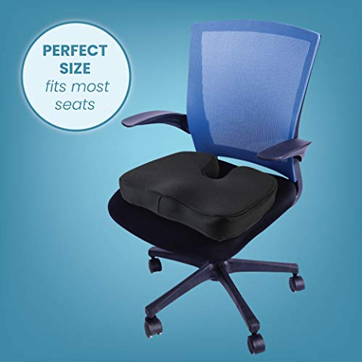 Healthy Spirit Gel Enhanced Seat Cushion | | Memory Foam and Gel Seat Cushion Office Chair Car Seat Cushion Coccyx, Black