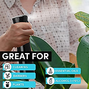 Hula Home Continuous Spray Bottle (10.1oz/300ml) Empty Ultra Fine Plastic Water Mist Sprayer – For Hairstyling, Cleaning, Salons, Plants, Essential Oil Scents & More - Black