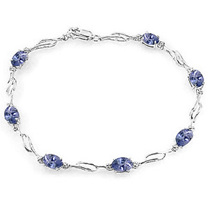 Galaxy Gold GG 14k Solid White Gold Tennis Bracelet withTanzanite & Diamonds