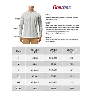 Roadbox Mens UPF 50+ UV Sun Protection Shirts Outdoor Long Sleeve SPF Diving Rash Guard for Fishing Hiking Swimming Grey