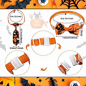 30 Pieces Fall Halloween Pet Tie Set Pumpkin Maple Leaf Dog Neckties Thanksgiving Turkey Cat Dog Bow Tie with Adjustable Collar for Pets Dogs Cats Fall Thanksgiving Halloween Party Supplies