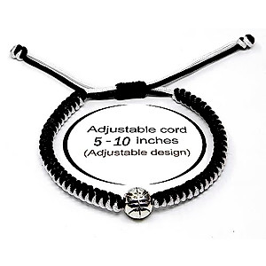 MANYC Basketball Bracelets Adjustable for Boys, Girls, and Adults Handmade Gifts for Basketball Players (Black white 2PCS)