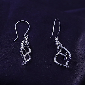 White Natural Diamond Triple Flame Drop Earrings in 10k Solid White Gold (0.2 Cttw)