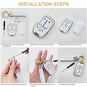 TX-INNO AUTO Key Fob Cover Compatible with Smart Key, Soft TPU Key Case with Keychain