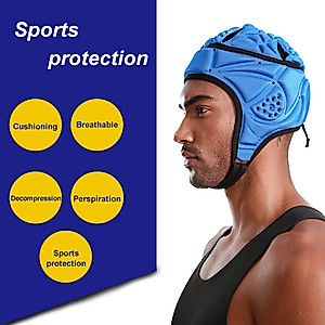 Ochine Soft Helmet Rugby Headgear Football Headguards Soft Padded Headgear Soft Shell Head Protector Goalkeeper Adjustable Soccer Goalie Helmet Support Rugby Flag Football Helmet Youth Adults