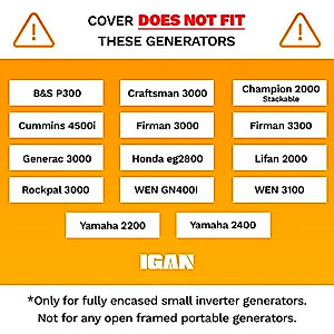 IGAN Small Inverter Generator Tent Cover While Running, Compatible for Honda and Most 1000~2300 Watts Generators, Portable Outdoor All-Weather Tarpaulin Cover for Rain, Black