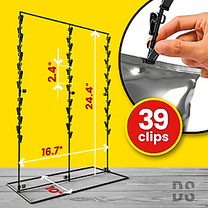 DS THE DISPLAY STORE Black 3-Row Potato Chip Rack Display Stand with 39 Clips, Snack Retail Display Rack, Chip Stand Display for Party, Countertop Chip Bag Holder, Snack Display for Counter