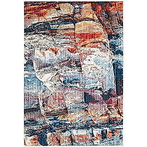 SAFAVIEH Monray Collection Area Rug - 9' x 12', Red & Multi, Modern Abstract Distressed Design, Non-Shedding & Easy Care, Ideal for High Traffic Areas in Living Room, Bedroom (MNY614D)
