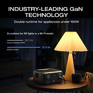 EF ECOFLOW Solar Generator RIVER 3 with 45W Solar Panel, 245Wh Portable Power Station LiFePO4 Battery, 300W Up to 600W AC Output, <20 MS UPS, 1Hr Fast Charging Power Station for Outdoor/Camping/RVs