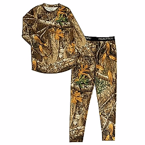 Realtree Unisex Kid's Performance Thermal Underwear Long Johns Base Layer Set, Edge, 8