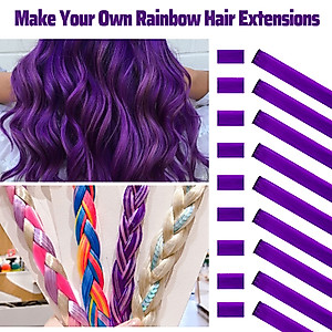 MEckily 22 inch Colored Purple Hair Extensions Clip in Kid's Party Highlights, Purple Accessories Hairpiece Straight for Girls Women (10 Pcs Purple)