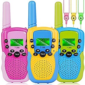 WPQOZZLP Walkie Talkies for Kids，5KMS Long Range Walkie Toy 22 Channels 2 Way Radio Toy with Backlit LCD Flashlight, Gifts Toys for 3-12 Year Old Boys Girls（3 Pack）