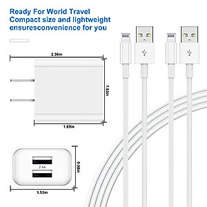 iPhone Charger and Wall Plug, [Apple MFi Certified] 2Pack 6ft Lightning Cable Cord with Fast Dual Port USB Charging Adapter Block Box for iPhone 14/13 Pro/12 Mini/11/XR/X/XS Max/8/7/6S Plus/SE/5C/iPad