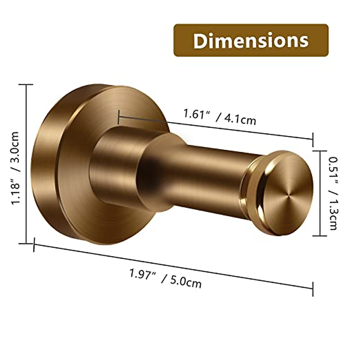 Kayfia 4 Packs Towel Hooks for Bathrooms Metal Bathroom Bathroom Hooks Wall Hooks Towel Hook for Hanging Coats Robes Toilet Living Room Office (4, Bronze)