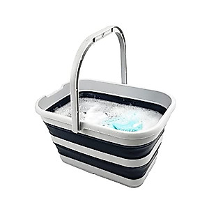 SAMMART 12L (3.1 Gallon) Collapsible Rectangular Handy Basket/Bucket (Grey/Slate Grey)