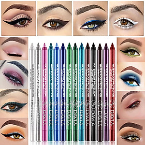 HAOYA 3 Colors Matte Eyeliner Pen Set With Pencil Sharpener,Green - Green Dark Green Blue Colorful Eyeliner Pencil Set, Pearl Metallic Glitter Waterproof Professional Eye Color Sets 4 Green S3