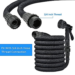 Milkary 5 Sets Garden Expandable Hose Repair Kit, Plastic Water Faucet Adapter Hose Female Male Connectors with 10 Pieces 3/4 Inch Rubber Gaskets, Garden Hose Fittings