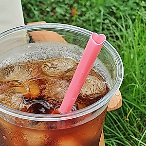 The best MOON 100pcs Heart Shaped Pink Straws Disposable Drinking Cute Straw Individually Wrapped Pink Plastic Straw Valentines day Cocktail Birthday Party Bridal Shower Wedding Supplies