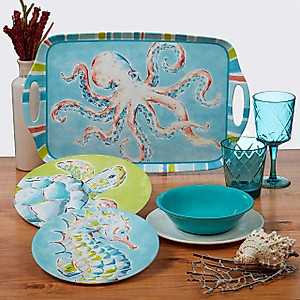 Certified International Deep Sea 2 pc Melamine Platter Serving Set, Multicolor