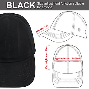 Safety Bump Cap Baseball Hat Style Lightweight Head Protection Cap Hard Hat for Men Women (Classic Black)
