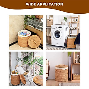 Rattan Laundry Hampers, Natural Honey Brown Hand-woven Rattan Large Laundry Basket, Clothes Hamper, Waste Basket, Clothes Hamper Storage with Handle for Laundry Room, Bedroom, Living Room