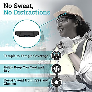 SweatHawg Hard Hat Sweatband - Highly Absorbent Aggressively Wicking Sweat Band Control Excessive Sweating - No Sweat, No Drips - One Size Fits All (Charcoal Black)
