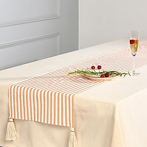 Folkulture Table Runner 72 Inches Long with Tassels for Dining Table Decor, 100% Cotton Farmhouse Style Table Runner, Boho Runner for Home Décor, Coffee Table Runner (Russet Orange)