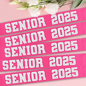 7 Pcs Hot Pink Senior Sash 2025 with Silver Glitter Letters - Senior Sashes Class of 2025, Graduation Celebration sash, Senior Cheer Sash, Class Competition Sashes, Graduation Party Supplies