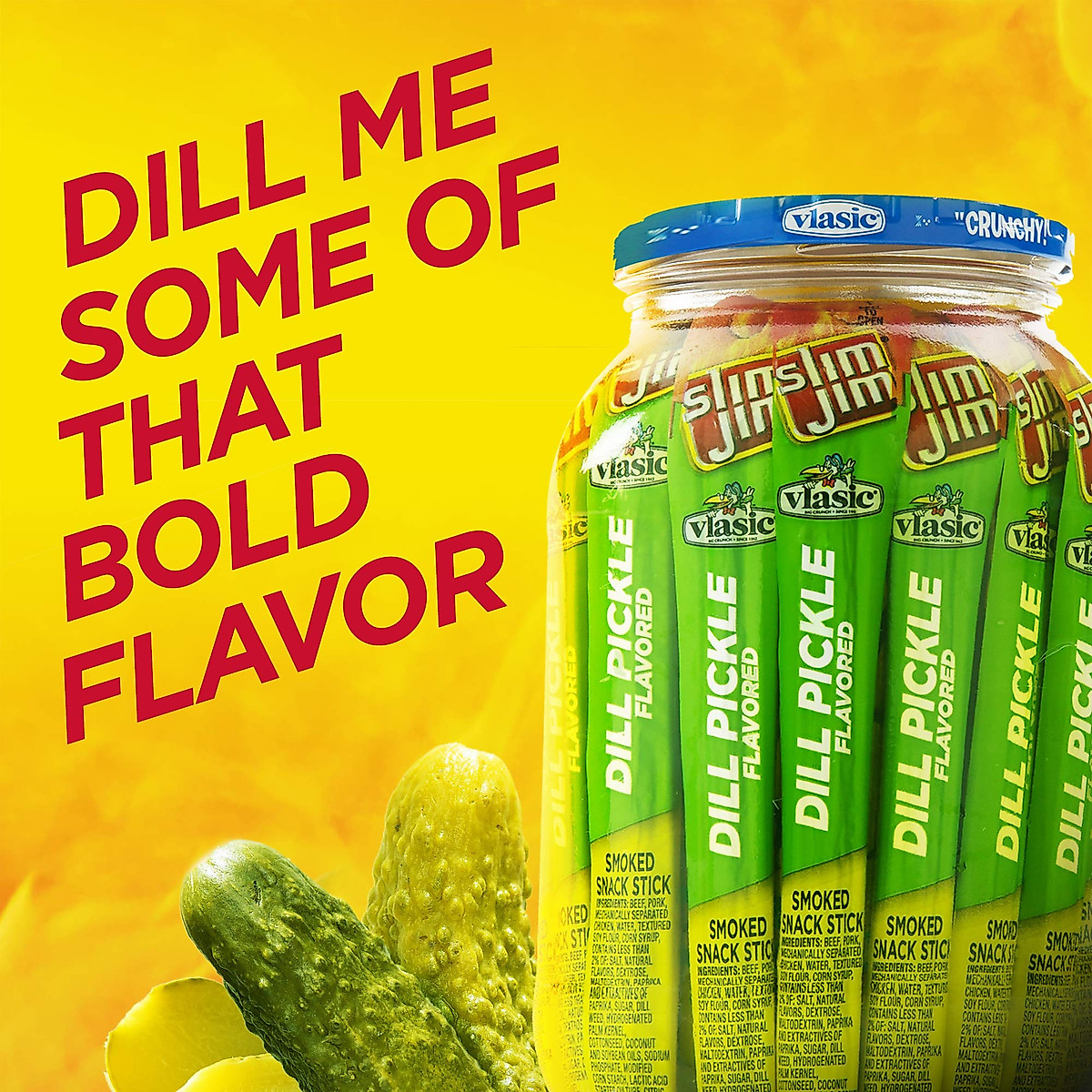Slim Jim Giant Dill Pickle Smoked Meat Snack Sticks, 0.97 oz. 24-Count