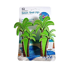 Coconut Tree Style Beach Towel Clips Jumbo Size for Beach Chair, Cruise Beach Patio, Pool Accessories for Chairs, Household Clip, Baby Stroller. by C&H Solutions