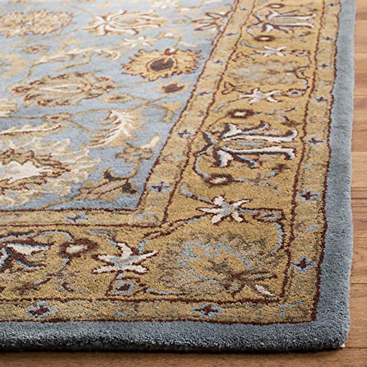 SAFAVIEH Heritage Collection Accent Rug - 2' x 3', Blue & Gold, Handmade Traditional Oriental Wool, Ideal for High Traffic Areas in Entryway, Living Room, Bedroom (HG958A)