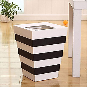 TETARI Trash Can Trash can Household Kitchen Plastic Black and White Strip (15 * 23 * 30cm) Foldable 1L Trash can, Plastic Recycling bin, Sorting Bracket, Trash can