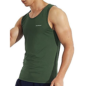EZRUN Men's Quick Dry Sport Tank Top for Bodybuilding Gym Athletic Jogging Running,Fitness Training Workout Sleeveless Shirts(Green,l)
