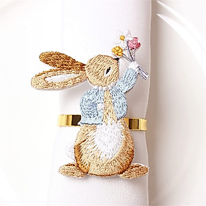 JENPECH Easter Napkin Rings Set of 6, Bunny Napkin Rings Easter Table Decoration, Used for Family Table Decoration Party Table Decoration Setting Decor 2