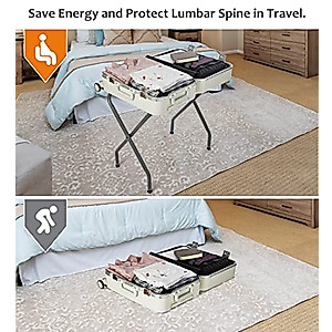 ELYKEN 2 Pack Folding Luggage Rack for Guest Room, Heavy Duty Max 110LBS Loading Bearing Suitcase Holder, Easily Assemble Metal Stand, Narrow Foldable Space Saving Hotel Storage Rack, Grey