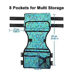 Side Walker Bag with Cup Holder, Folding Walkers Side Accessaries Organizer Pouch Tote for Seniors, Elderly (Plaid Blue)