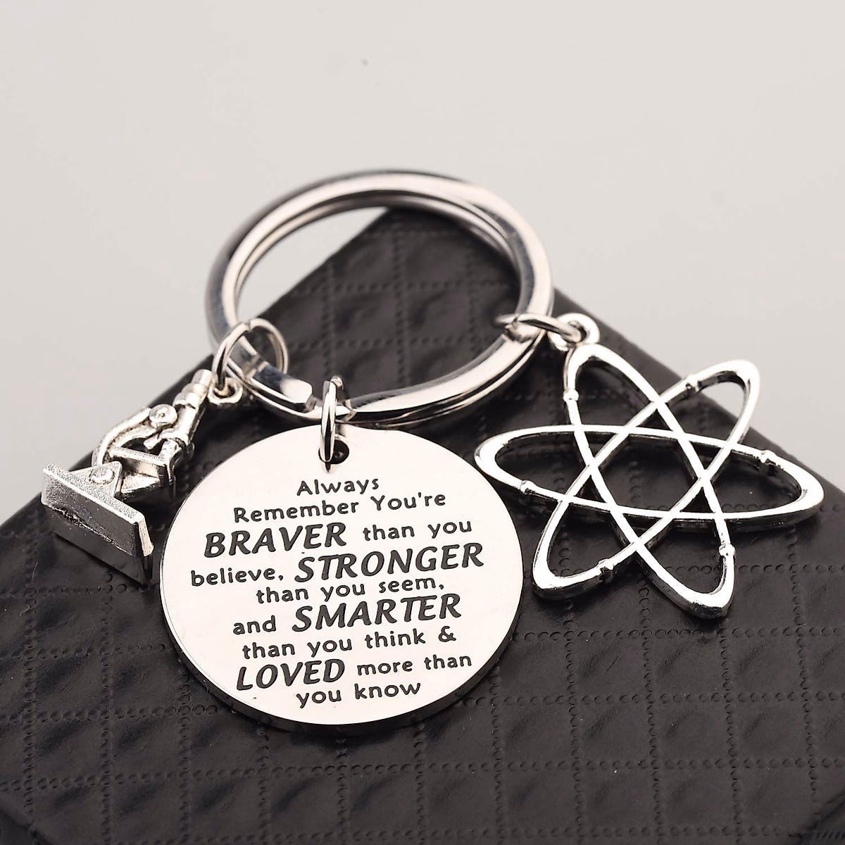 BNQL Science Keychain Atom Gift Science Graduation Gifts Biology Chemistry Science Student Gifts Atom Microscope Charms Chemistry Science Gifts (keychain)