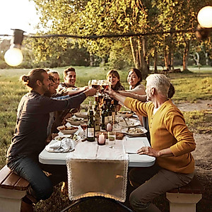 Plastic Development Group Outdoor and Indoor Use 8 Foot Plastic Half Folding Banquet, Kitchen, Dining, and Card Table, White