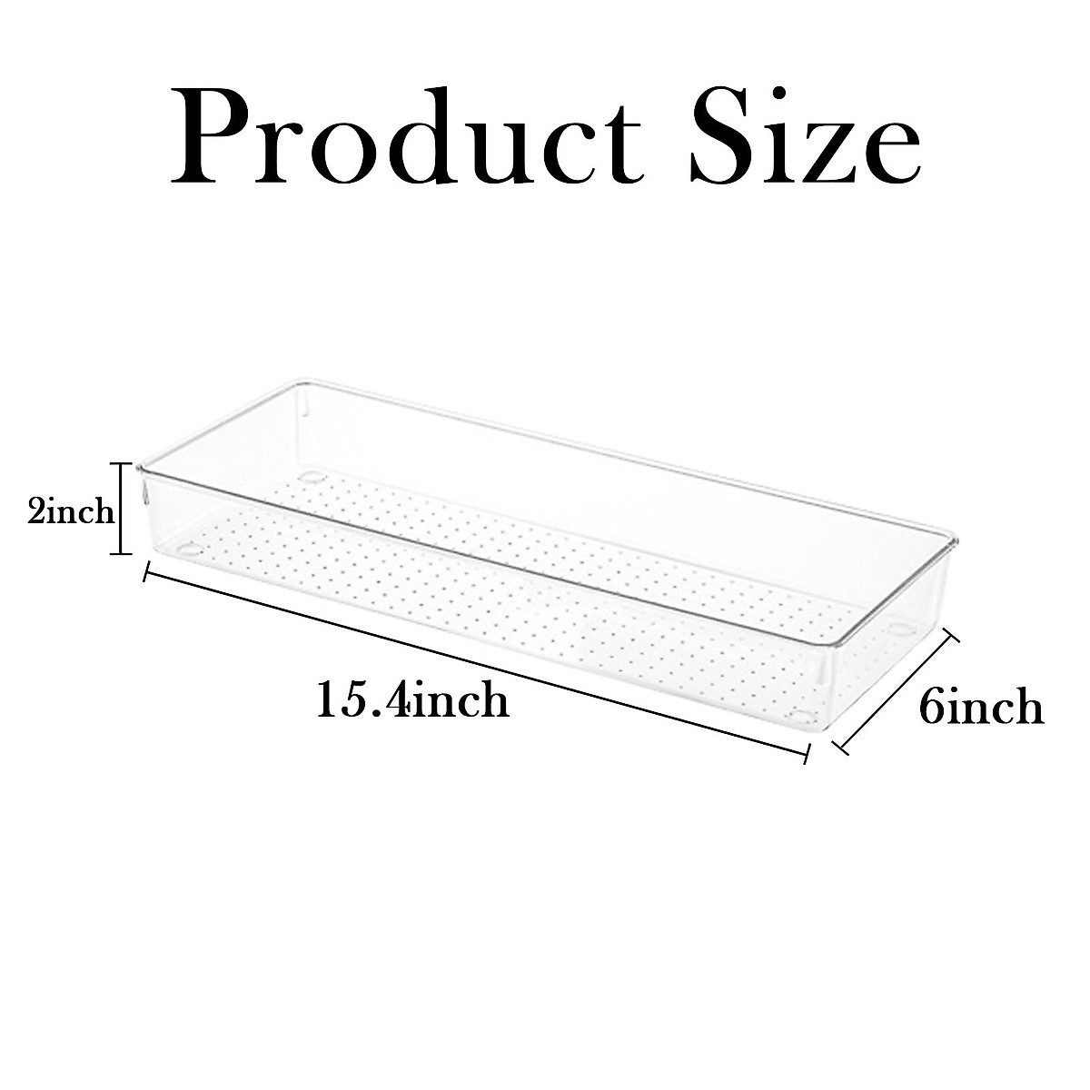 Voittozege 6 Pack Clear Drawer Organizer Trays Plastic Drawer Organizers Set 15 x 6 x 2 Inch Desk Drawer Divider Storage Bins Stackable Drawer Organizer Trays for Dresser Makeup Kitchen Office