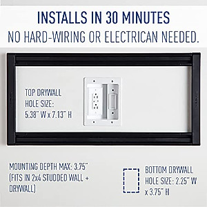 Legrand - OnQ In Wall TV Power Kit, TV Outlet Box Supports 5.1 Speaker System, TV Outlet Wall Kit to Hide Cords, Recessed TV Outlet Design Saves Space and Works with All Plugs, White, CPS306WV1