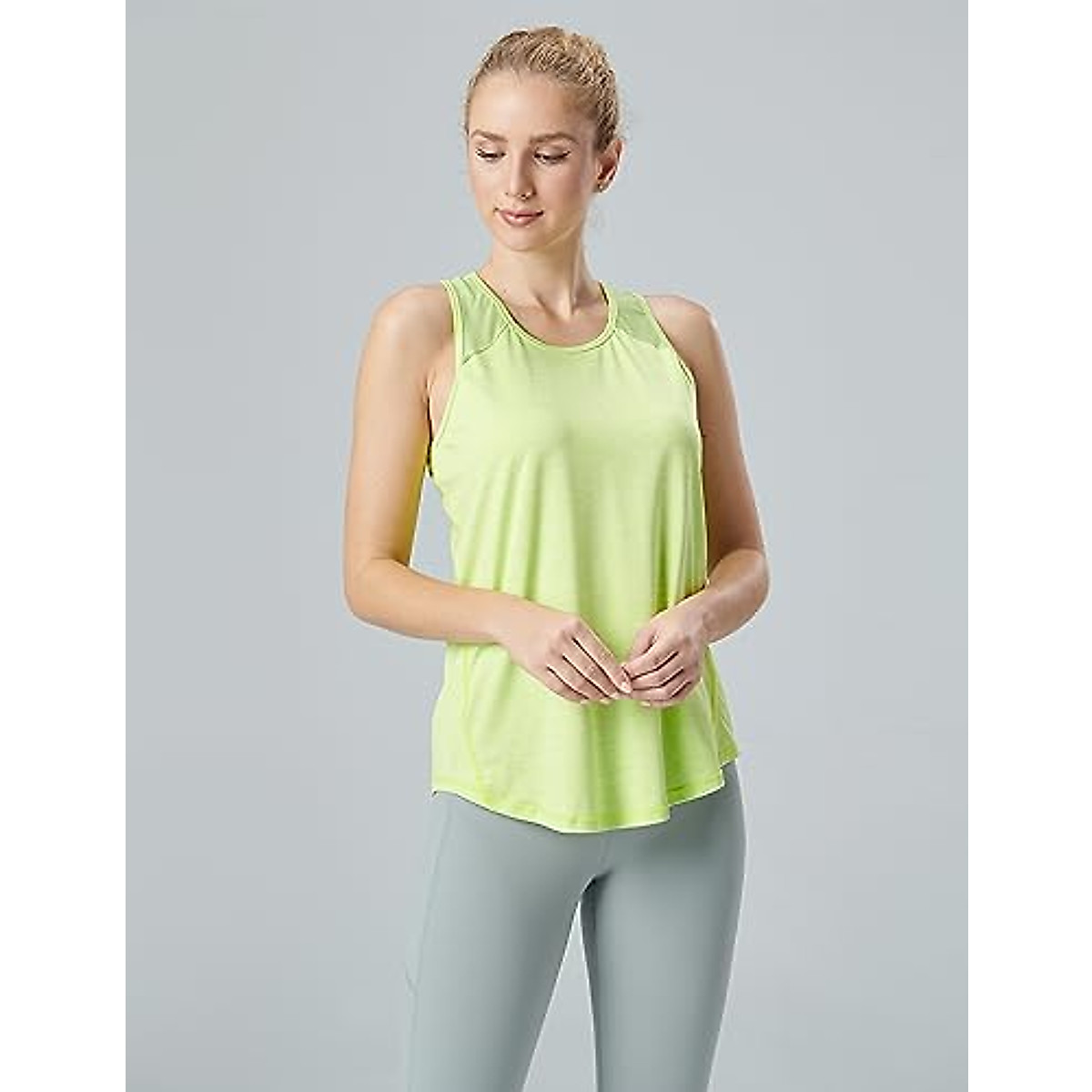 5 Pack Women's Workout Tops, Athletic Racerback Tank Tops for Women, Mesh Sleeveless Shirts Yoga for Gym Running (Set 3, Large)