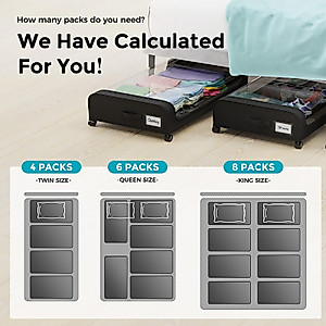 oylik 2 Pack Under Bed Storage with Wheels, Under Bed Shoe Storage Larger Capacity with PVC Clear Window & Label, Under the Bed Storage Containers for Shoe Clothes Toy Book(Black)