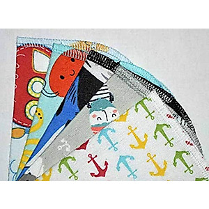 1 Ply Printed Flannel Little Wipes 8x8 Inches Set of 5 Pirates and Friends