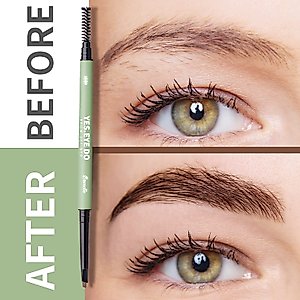 Gray Eyebrow Pencil Liner, Ultra Slim Eyebrow Pencil Automatic Brow Definer Long Lasting, Waterproof Micro Fine Triangle Tip Double Head Brow Sculptor for Natural Eye Brow Lamination Makeup Look, Grey, YES.EYE DO