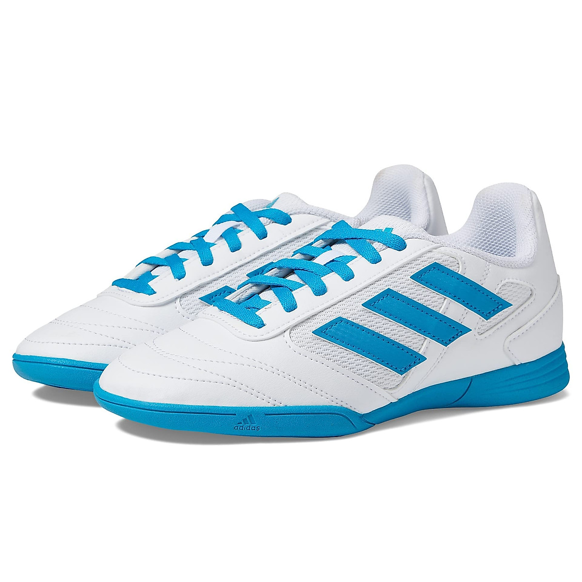 adidas Boy's Super Sala 2 Soccer Shoe, White/Solar Red/Team Royal Blue, 3.5 Little Kid