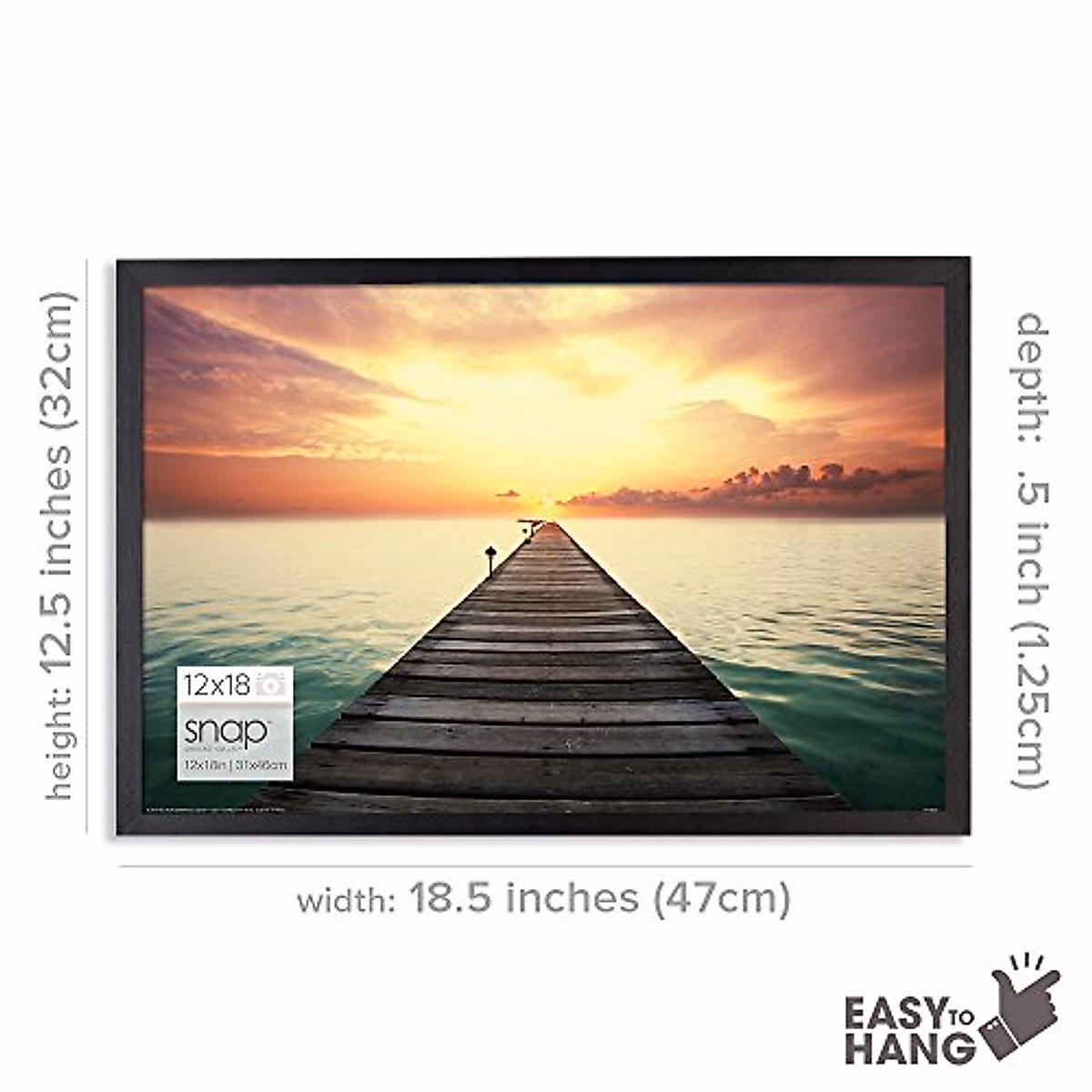 Gallery Solutions 12x18 Black Wood Wall Photo Frame