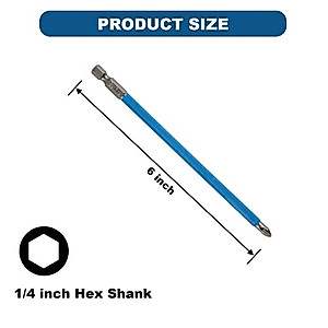 VESTTIO Anti Slip Phillips PH2#2 Screwdriver Bit Set 10PCS 1/4 Inch Hex Shank 6 Inch/150 mm Length S2 Steel with Magnetic for Power Screwdriver Impact Drill Toolkit